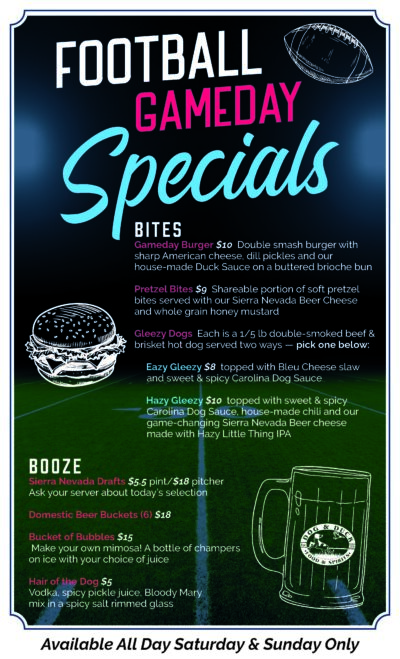 Game Day Menu - Dog and Duck